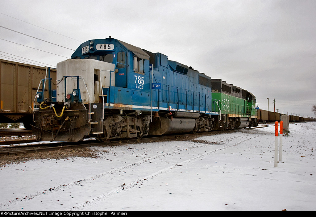 EMDX 785 and BNSF 1503